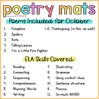 Poem of the Week Poetry Activity Mats for October