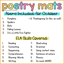 October Fall Morning Work Poems of the Week Worksheets & Reading Activ