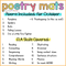 Poem of the Week Poetry Activity Mats for October