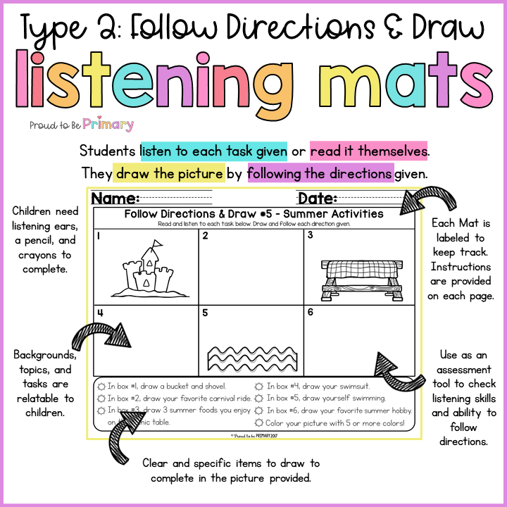 Summer Following Directions & Listening Activities – Proud to be Primary