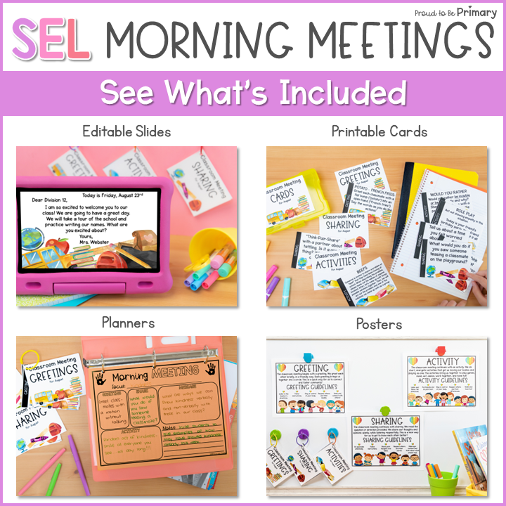 Morning Meeting Slides, Cards, & Posters for Back to School – Proud to ...
