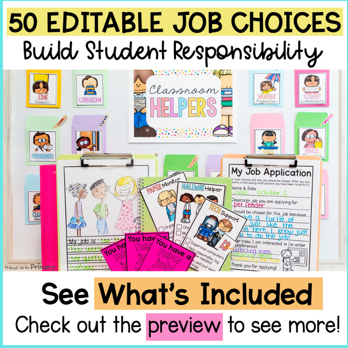 Classroom Job Chart & Management System - Editable Student Jobs