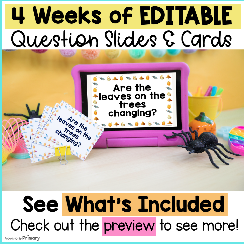 October Question of the Day Cards – Proud to be Primary