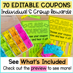Student & Class Reward Coupons EDITABLE - Classroom Management