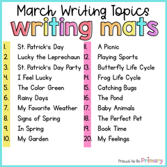 March St Patricks Day Spring Writing Center Prompt Paper Morning Work