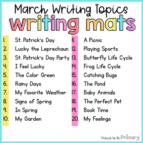 March St Patricks Day Spring Writing Center Prompt Paper Morning Work