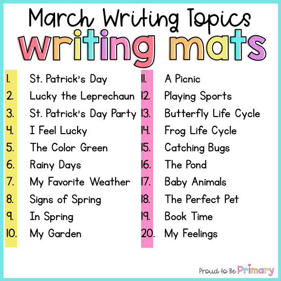 Writing Prompts Practice for March – Proud to be Primary