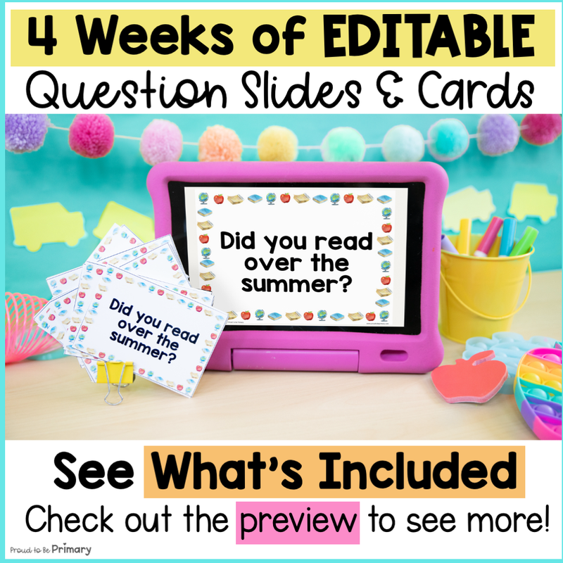 Back to School Question of the Day & Morning Meeting Conversation Star