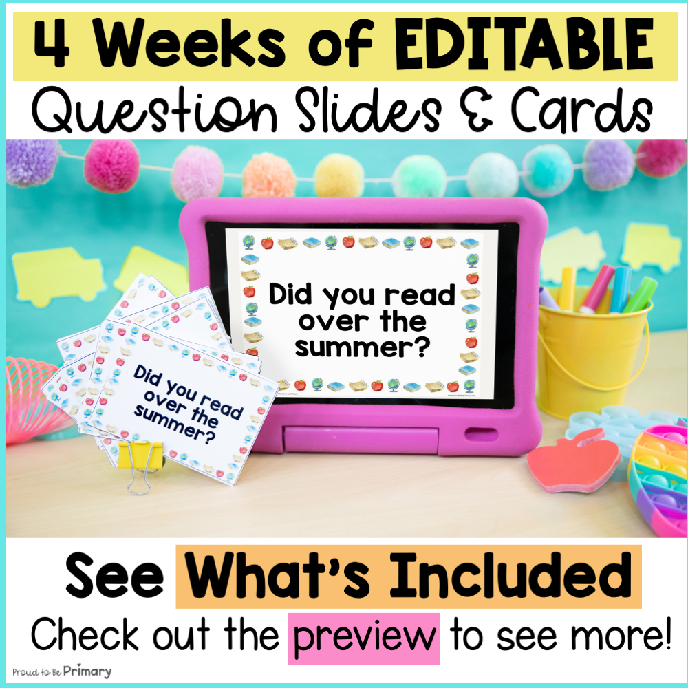 September Question of the Day Cards – Proud to be Primary