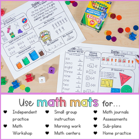 September Math Review Worksheets for First Grade