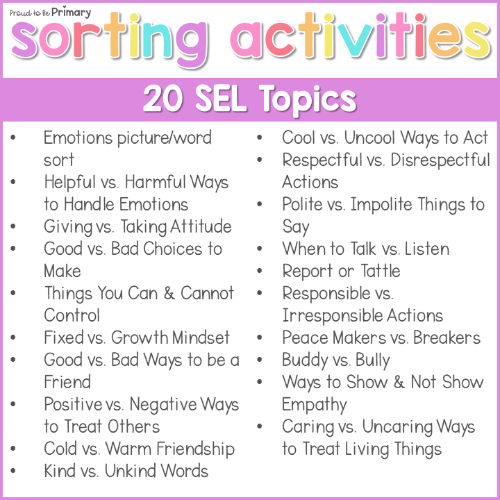 20 Sorting Activities for SEL Lessons – Proud to be Primary