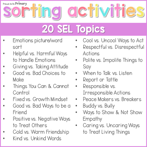 20 Sorting Activities for SEL Lessons – Proud to be Primary