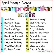 Spring Easter Earth Day Morning Work Reading Comprehension Passages Qu