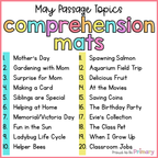 May Spring Mother's Day Morning Work Reading Comprehension Passages Qu