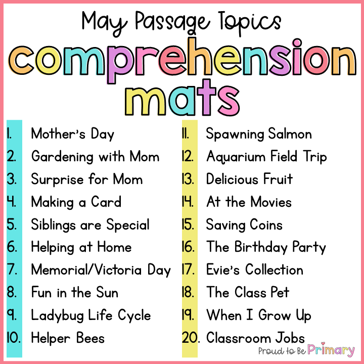 May Reading Comprehension Passages – Proud to be Primary