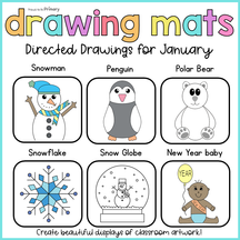 Winter January Directed Drawing-Snowman Snowflake Polar Bear Penguin
