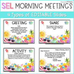 June End of the Year SEL Morning Meeting Slides Activities & Greetings