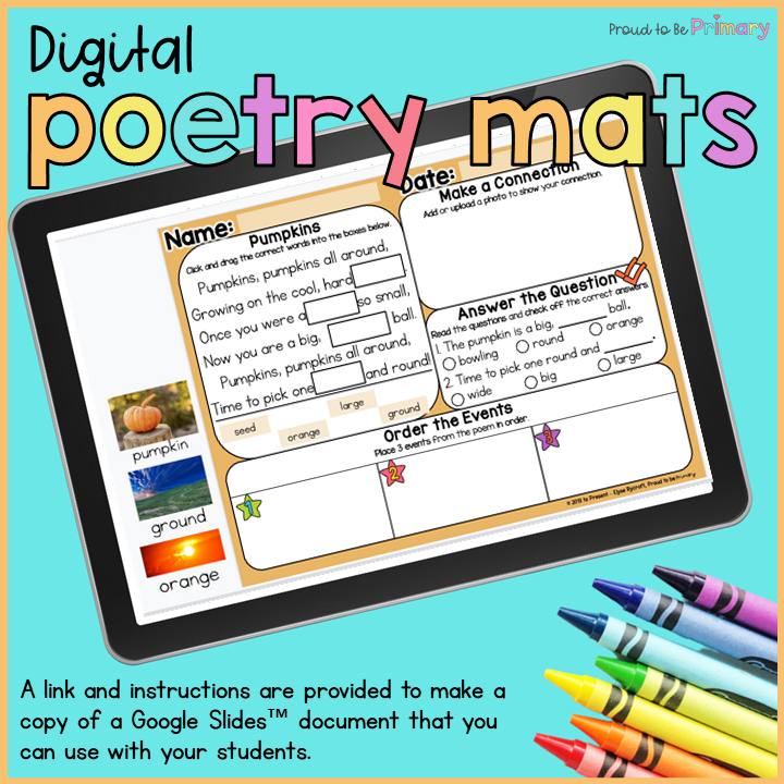 Poem of the Week Poetry Activity Mats for October – Proud to be Primary