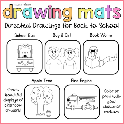 Back to School Fall Directed Drawing - School Bus, Kid Self Portrait,