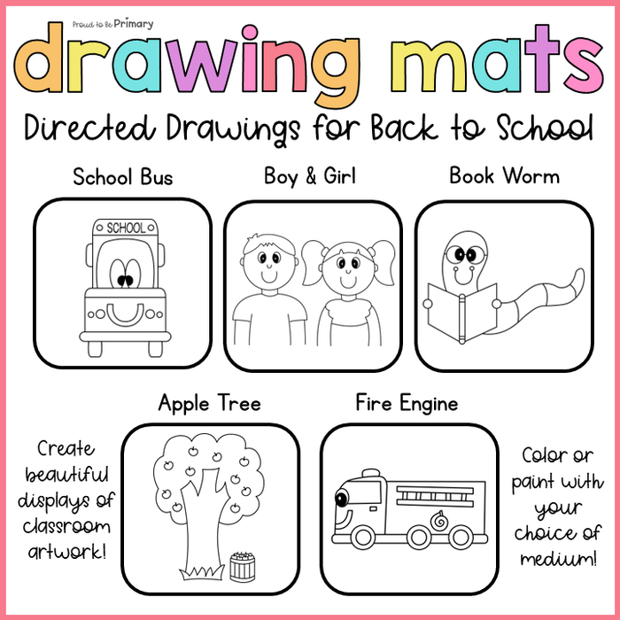 Back to School Fall Directed Drawing - School Bus, Kid Self Portrait,