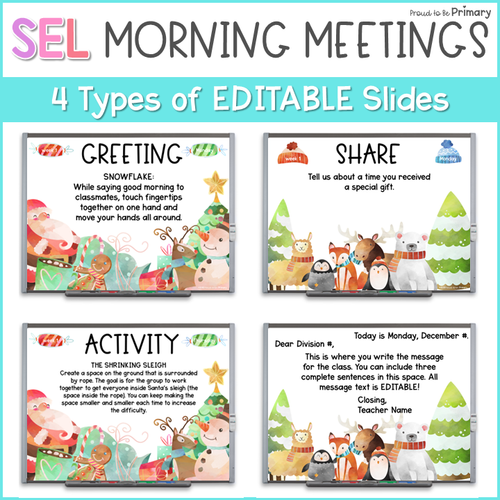 December Christmas Winter SEL Morning Meeting Google Slides Activities