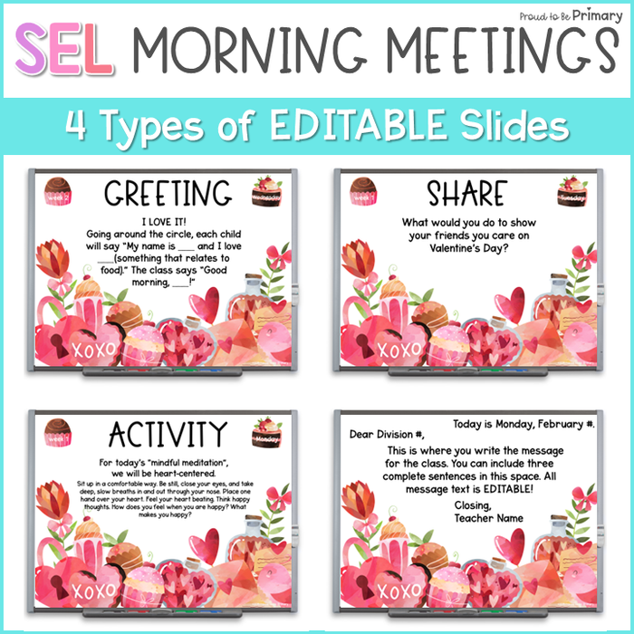 February Valentines Day SEL Morning Meeting Google Slides Activities G