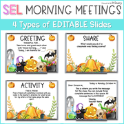 October Fall Halloween Morning Meeting Google Slides SEL Activities Qu