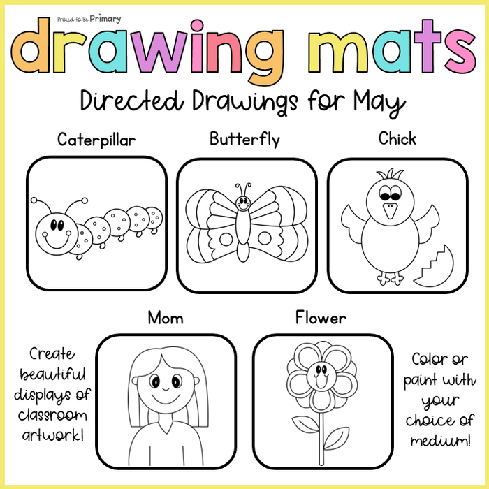 May Spring Directed Drawing - Mother's Day, Butterfly, Flower, Chicken