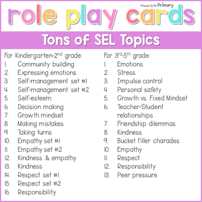 Social Skills Role Play Scenario Task Cards - Social Emotional SEL Gro