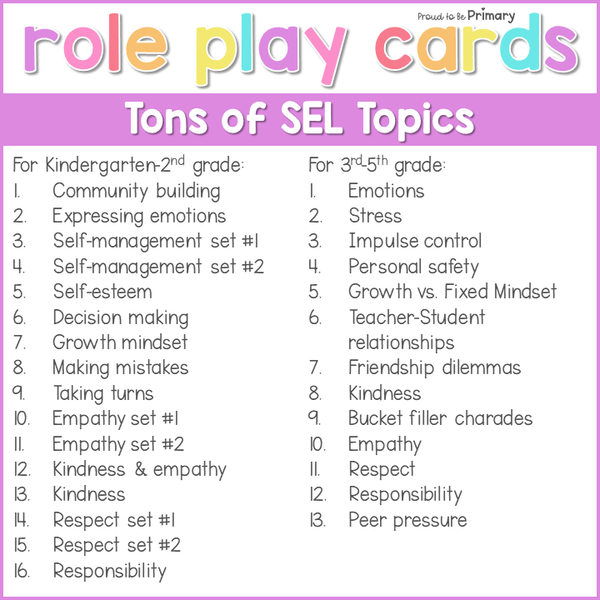 Social Skills Role Play Scenario Task Cards - Social Emotional SEL Gro