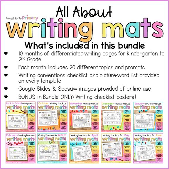 Writing Prompts Practice Mats BUNDLE – Proud to be Primary