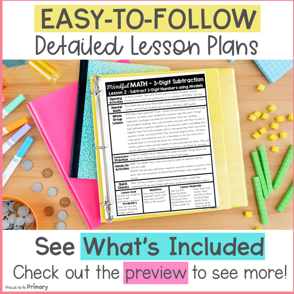 Three-Digit Subtraction Math Unit for Second Grade