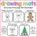 Christmas Directed Drawing -Reindeer Elf Gingerbread Santa Claus Tree
