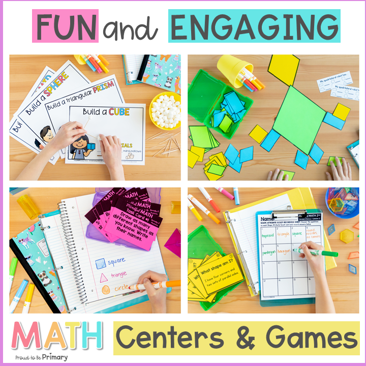 Geometry 2D Shapes & 3D Figures & Fractions - Second Grade Mindful Mat ...
