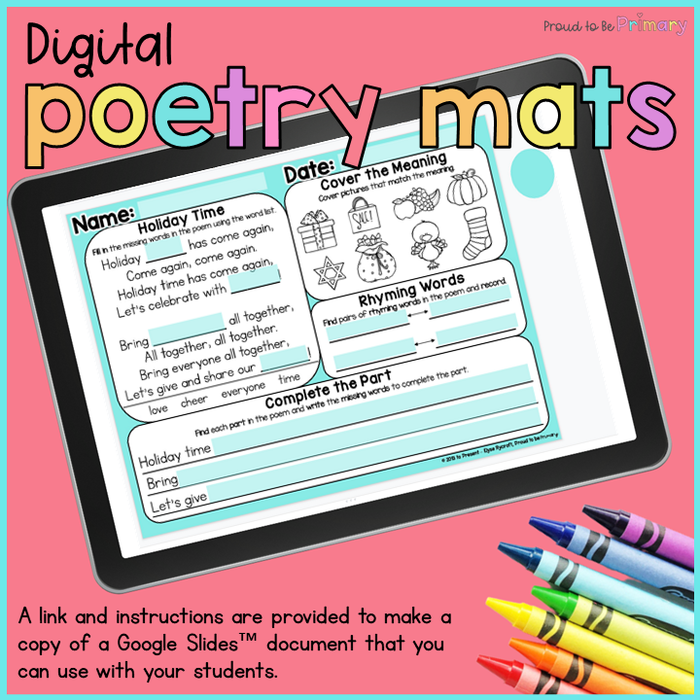 Poem of the Week Poetry Activity Mats for December