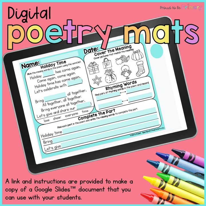 Poem of the Week Poetry Activity Mats for December – Proud to be Primary