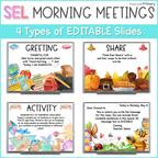 Morning Meeting Social-Emotional Learning Slides + Cards Bundle