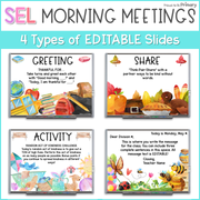 Morning Meeting Social-Emotional Learning Slides + Cards Bundle