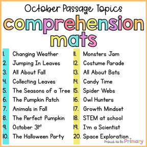 Fall October Halloween Reading Fluency Comprehension Passages & Mornin