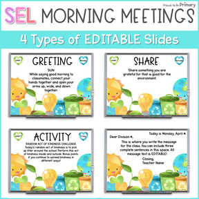 April Spring SEL Morning Meeting Slides Activities and Questions