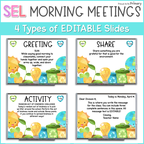 Morning Meeting Slides, Cards, Posters for April – Proud to be Primary