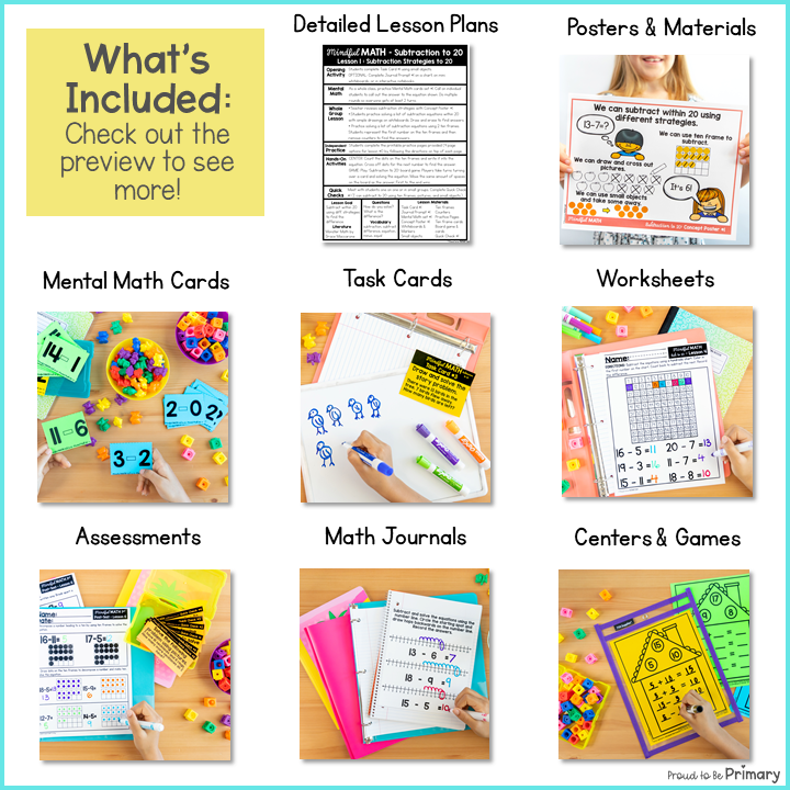 Subtraction to 20 - First Grade Mindful Math – Proud to be Primary