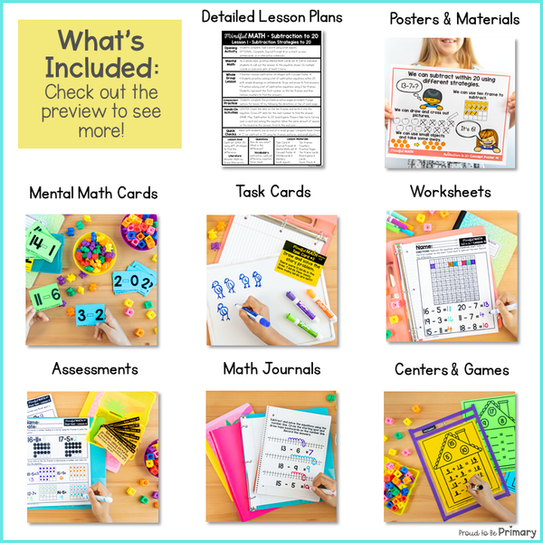 Subtraction to 20 - First Grade Mindful Math – Proud to be Primary