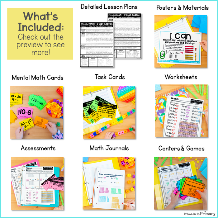 2-Digit Addition Mindful Math teaching unit for Second Grade