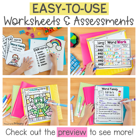 Long E Vowel Word Family Activities – Proud to be Primary