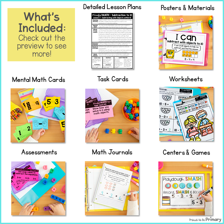 Subtraction to 10 - Kindergarten Mindful Math – Proud to be Primary