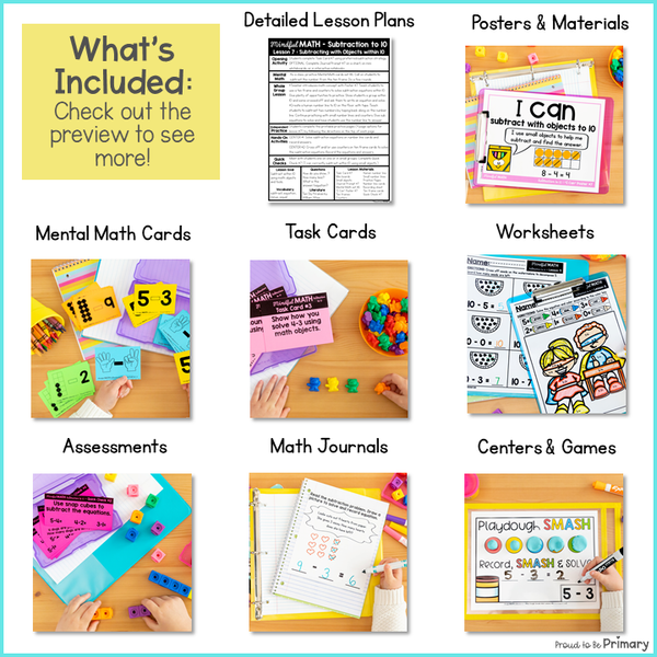 Subtraction to 10 - Kindergarten Mindful Math – Proud to be Primary
