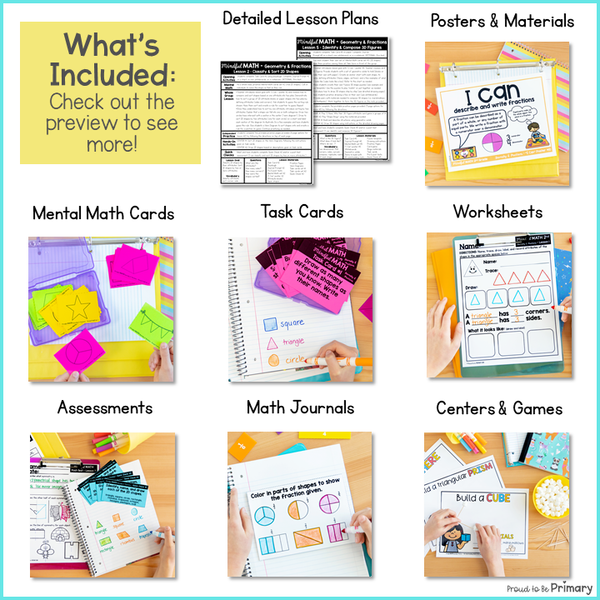 Grade 2 Math 2D 3D Shapes Geometry Fractions - 2nd Grade Math Lessons