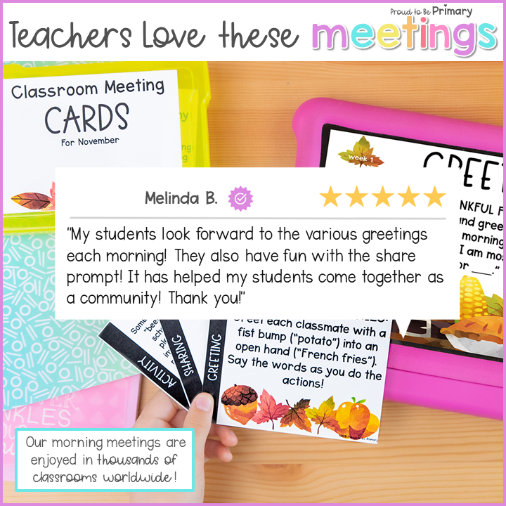 Morning Meeting Slides, Cards, Posters for November – Proud to be Primary