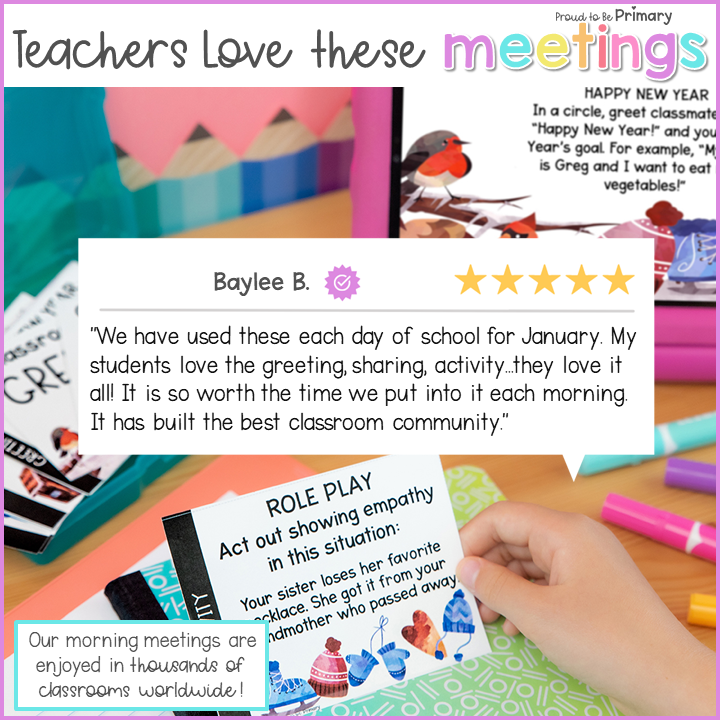 Morning Meeting Slides, Cards, Posters for January – Proud to be Primary